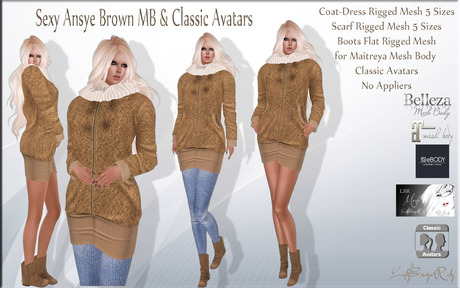 Second Life Marketplace - LSR - Sexy Ansye Brown MB & Classic Avatars