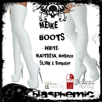Second Life Marketplace - BLASPHEMIC - MEIKE BOOTS - WHITE