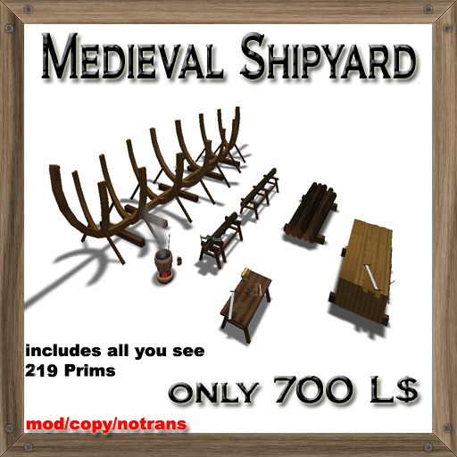 Second Life Marketplace - Medieval Shipyard, Ship, Tools