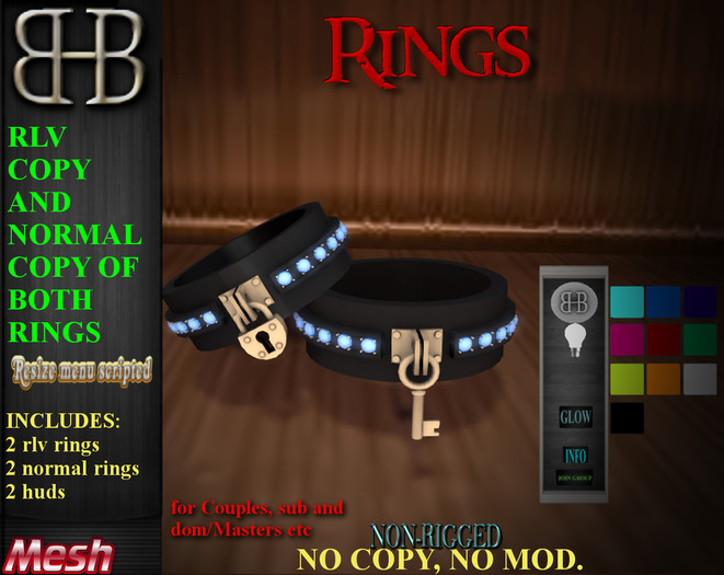 Second Life Marketplace - !!BHB!! COUPLES KEY AND LOCK SET WITH HUD AND RLV