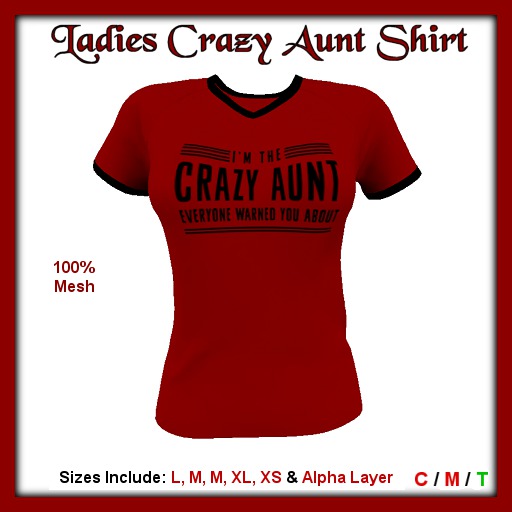 Second Life Marketplace - Ladie's Crazy Aunt Shirt- RED