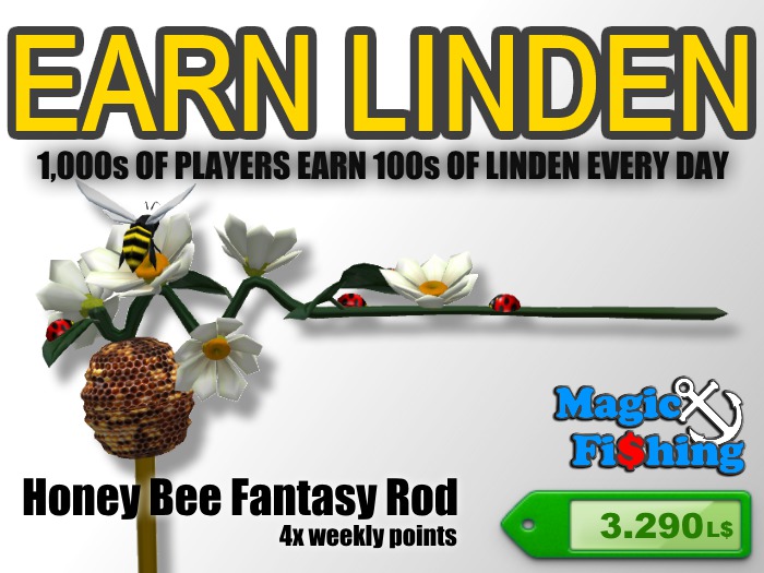 Second Life Marketplace - Magic Fishing Honey Bee Fantasy Rod - Earn ...