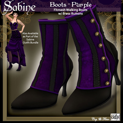 Second Life Marketplace - C&F Sabine Striped FitMesh Boots - PURPLE