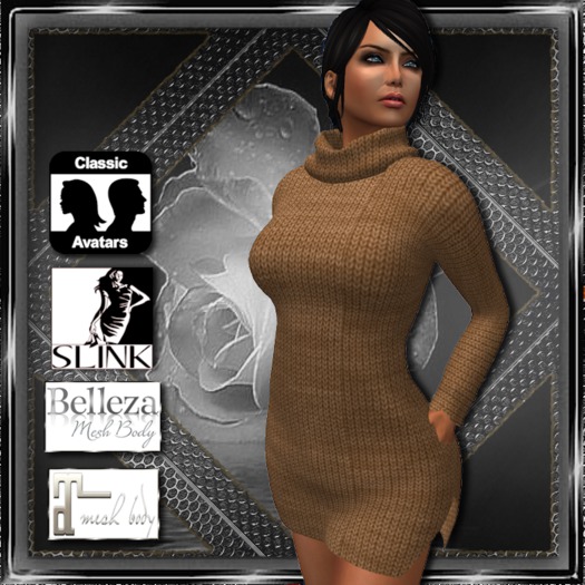 Second Life Marketplace - (DD) - Rolled Neck Sweater Brown