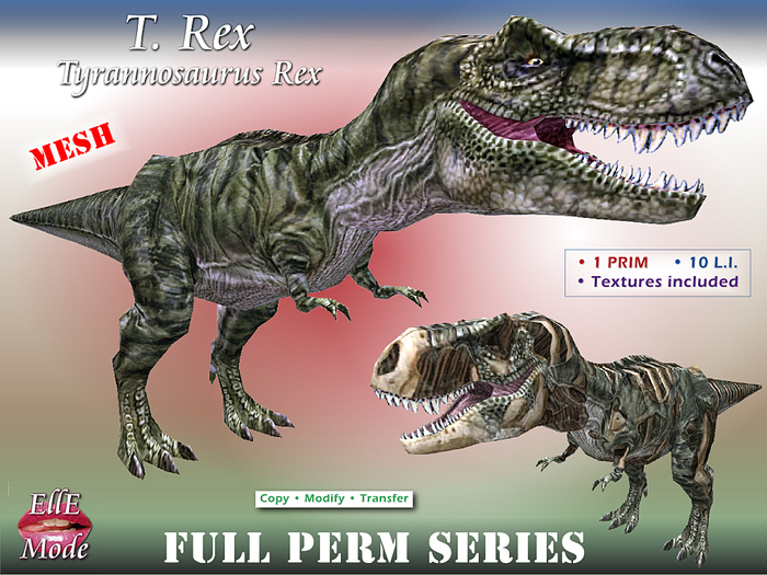 Second Life Marketplace - T REX / Tyrannosaurus Rex * MESH - 1 Prim, 2 ...