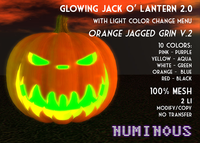 Second Life Marketplace - NUMINOUS - Jack O'Lantern - Orange Jagged ...