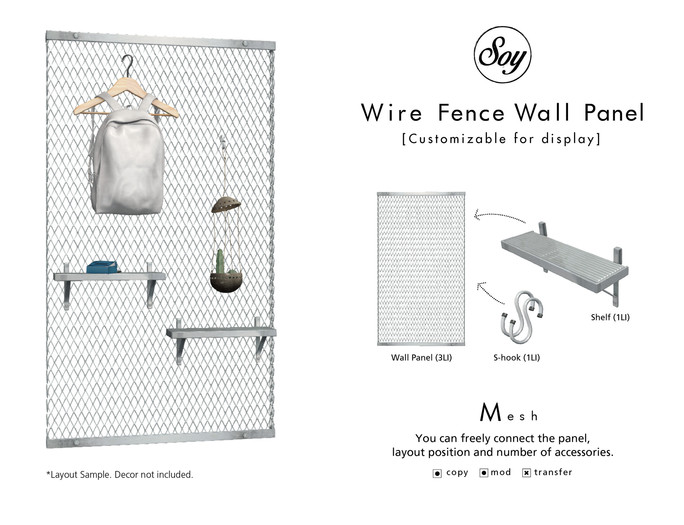 Second Life Marketplace - Soy. Wire Fence Wall Panel set (addme)
