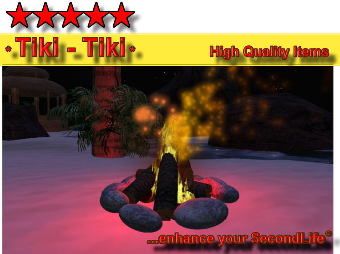 Second Life Marketplace - Tiki - romantic beautiful logfire / campfire ...