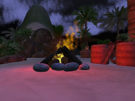 Second Life Marketplace - Tiki - romantic beautiful logfire / campfire ...