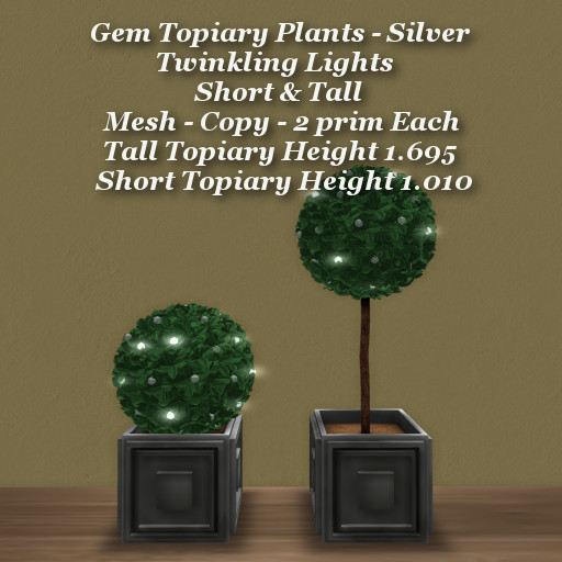 Second Life Marketplace - Gem Topiary w Lights Silver