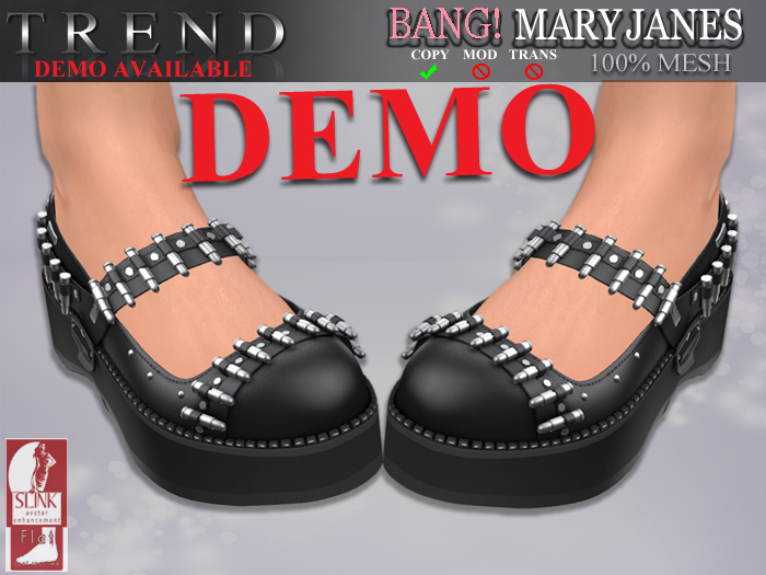 Second Life Marketplace Trend Bang Mary Janes Slink Flat Feet Demo