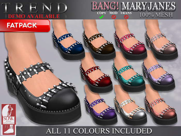 Second Life Marketplace Trend Bang Mary Janes Slink Flat Feet