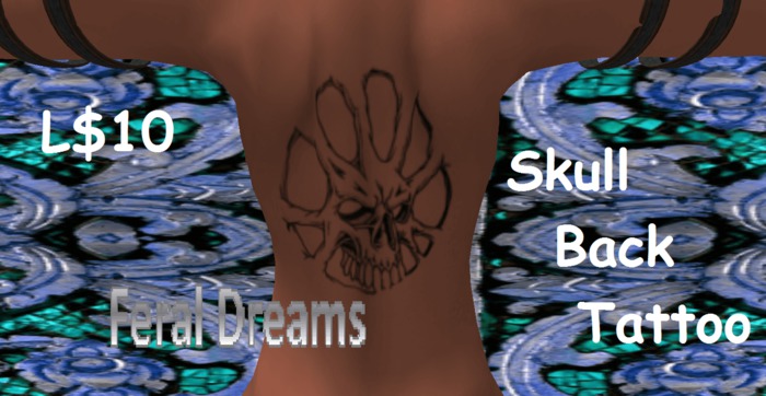 Second Life Marketplace - *Feral Dreams* Back Skull Tattoo