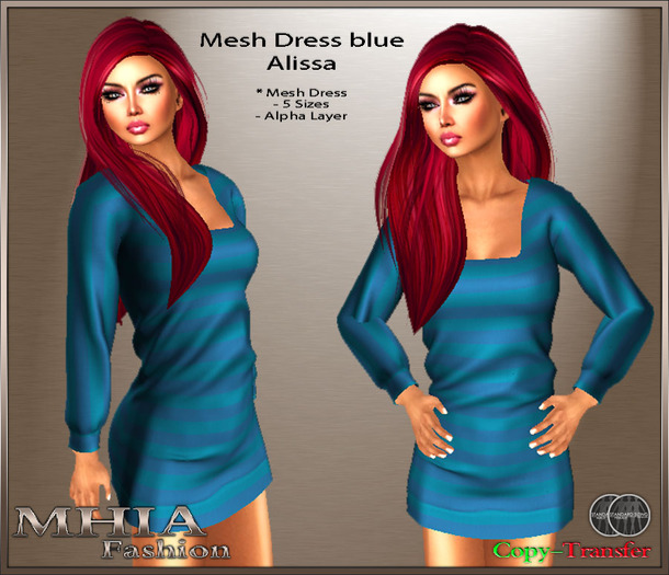 Second Life Marketplace - [MHIA] Alissa Mesh Dress blue