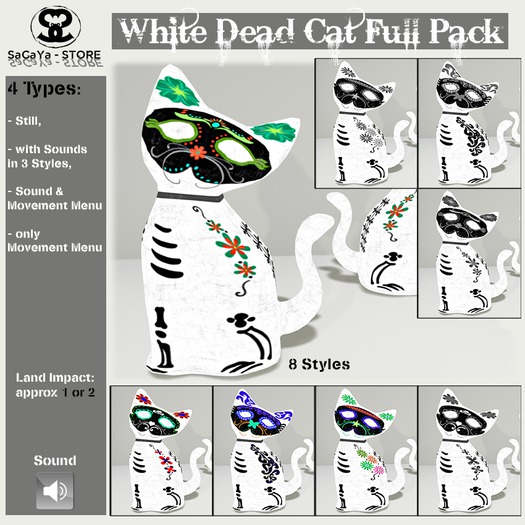 Second Life Marketplace - SaCaYa - White Dead Cat Full Pack