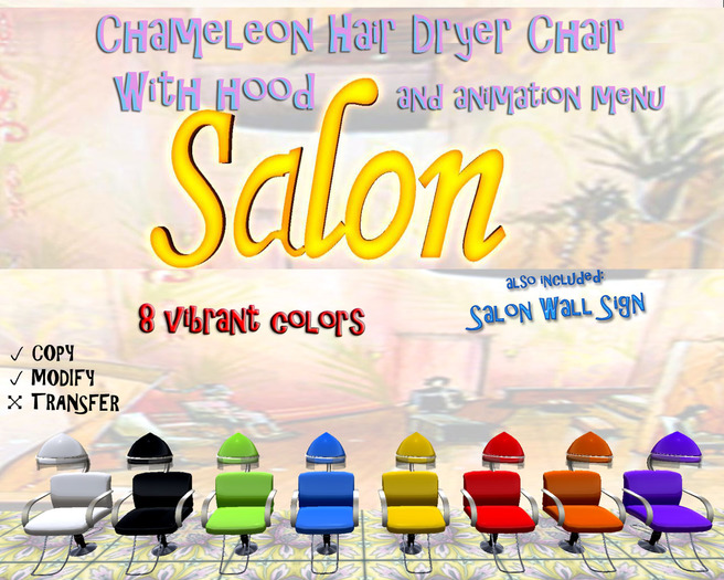 Second Life Marketplace - Salon --- Chameleon Hairdryer & Hood ...