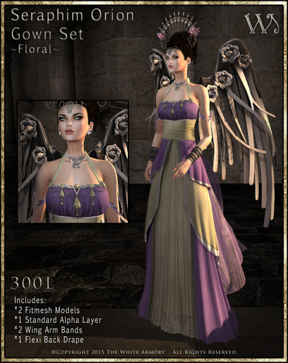 Second Life Marketplace - "TWA" Seraphim Orion Gown Set-Floral