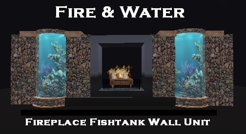 Second Life Marketplace - Fire & Water Aquarium Fishtank Fireplace Wall ...