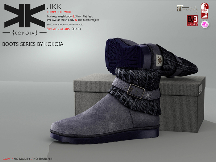 Second Life Marketplace - Ukk :: Ankle Boots :: Shark :: {kokoia}