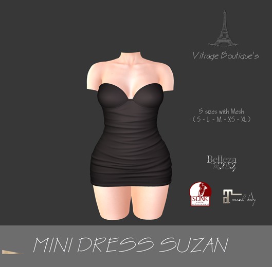 Second Life Marketplace - (Vitrage Boutique's) Mini Dress Suzan - (BROWN)