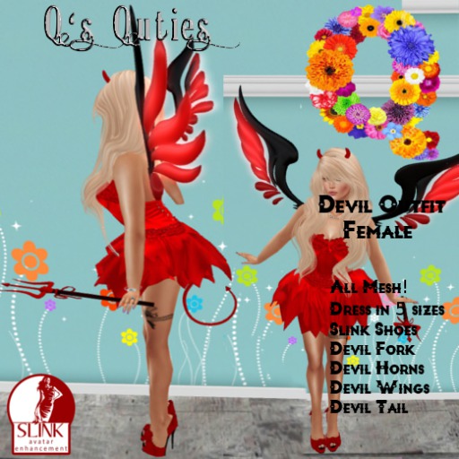 Second Life Marketplace - **Q** Devil Mesh Dress and extras Red ...