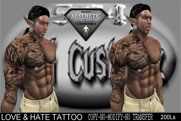 Second Life Marketplace - ..::504::.. Love & Hate Tattoo [AESTHETIC BODY]