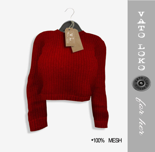 Second Life Marketplace - [Vato Loko] Knit Sweater (F) - Red