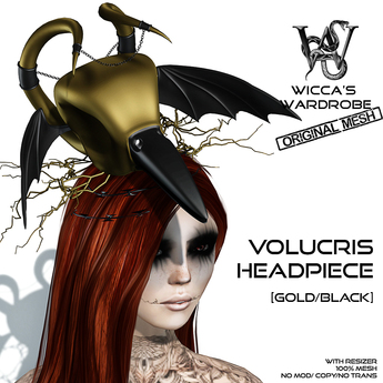 Second Life Marketplace - Wicca's Wardrobe - Volucris Headpiece [Gold ...