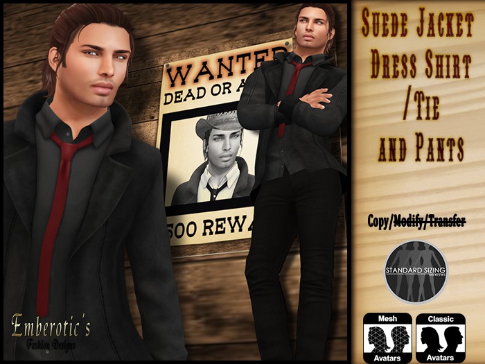 Second Life Marketplace - EFD - Suede Black Jacket and Black Dress ...
