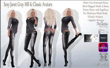Second Life Marketplace - LSR - Sexy Janet Gray MB & Classic Avatars