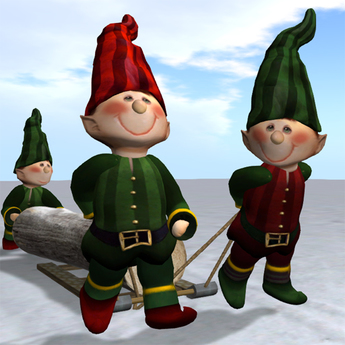 Second Life Marketplace - Three Elves with Yule Log - 1 elf is optional ...