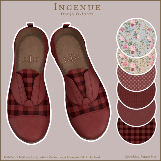 Second Life Marketplace - Ingenue :: Danja Oxfords :: Oxblood