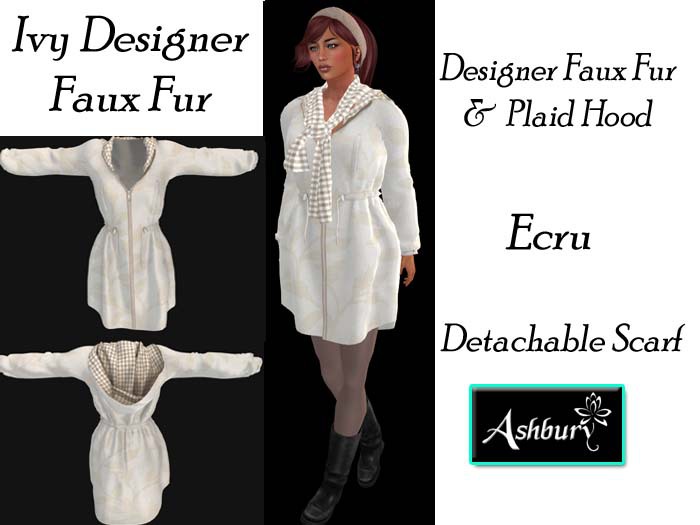 Second Life Marketplace - [ASHBURY] Ivy Capote Coat-Winter White/Ecru