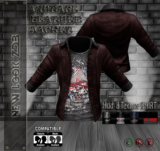Second Life Marketplace - [ZDB]Vintage Leather Jacket BROWN