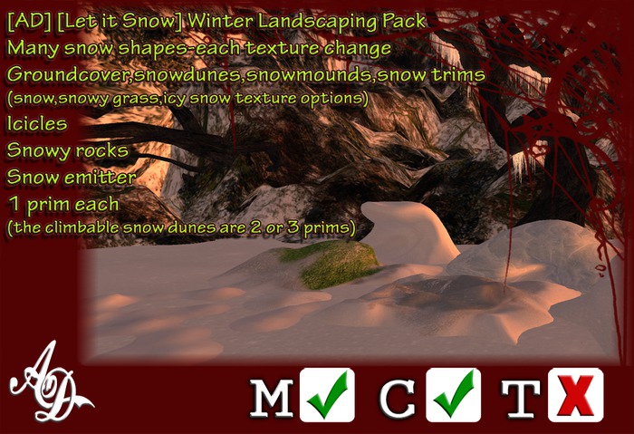 Second Life Marketplace - [AD] [Let it Snow] Winter Landscaping Pack