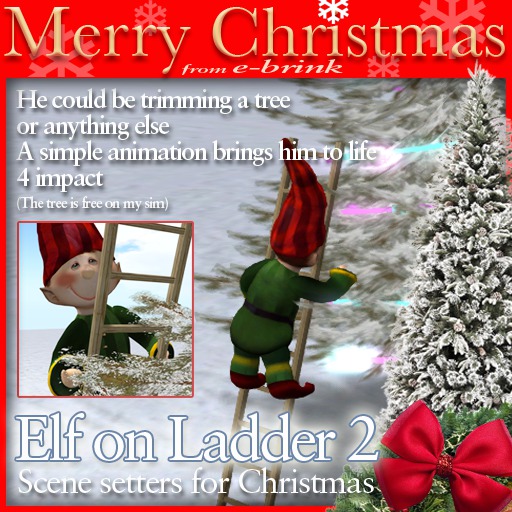 Second Life Marketplace - Elf on Ladder 2 - animated - snow/decoration ...
