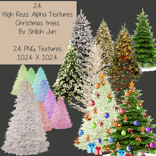Second Life Marketplace - :: 24 Textures Christmas trees PNG