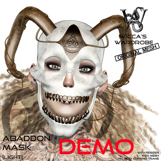 Second Life Marketplace - Wicca's Wardrobe - Abaddon Mask DEMO [BOXED]