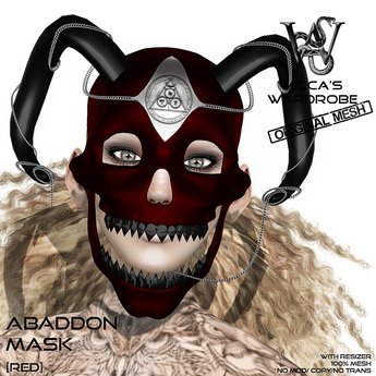 Second Life Marketplace - Wicca's Wardrobe - Abaddon Mask [Red] [BOXED]