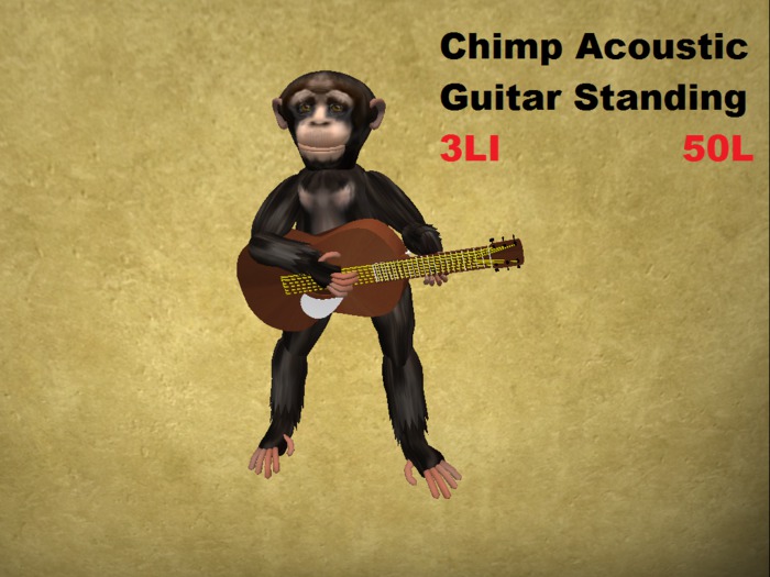 Second Life Marketplace - Animated Band Animal Chimp Acoustic Guitar ...