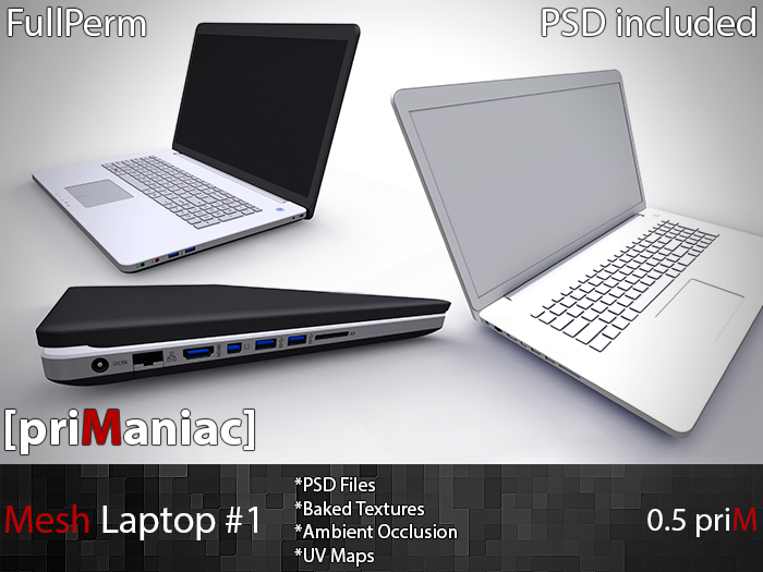 Second Life Marketplace - [priManiac] - Mesh Laptop #1 - FULL PERM
