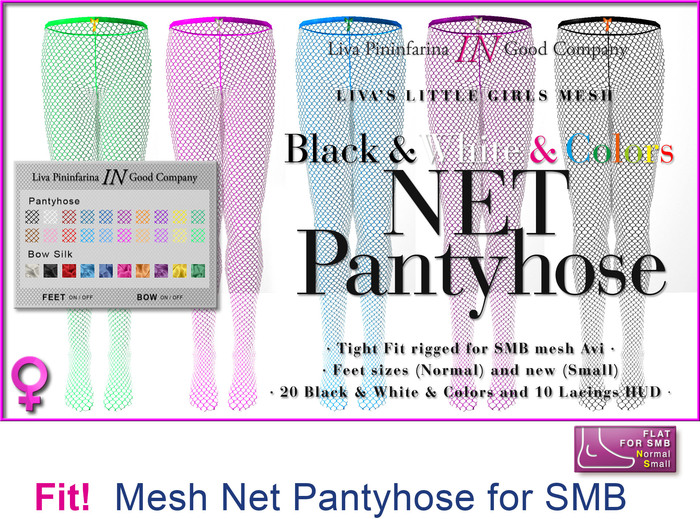 Second Life Marketplace - -SMB Mesh Net Pantyhose - Black & White ...