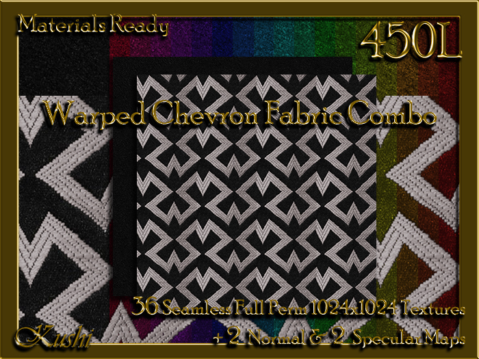 Second Life Marketplace - Warped Chevron Fabric Combo Seamless Textures ...