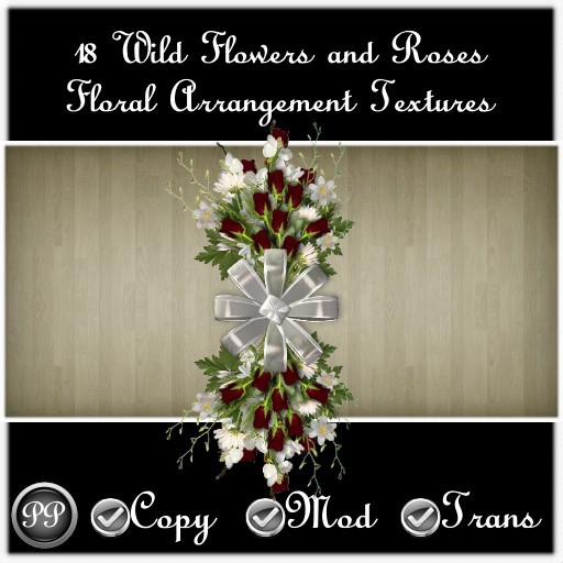 Second Life Marketplace - 18 Wild Flowers and Roses Floral Arrangement ...
