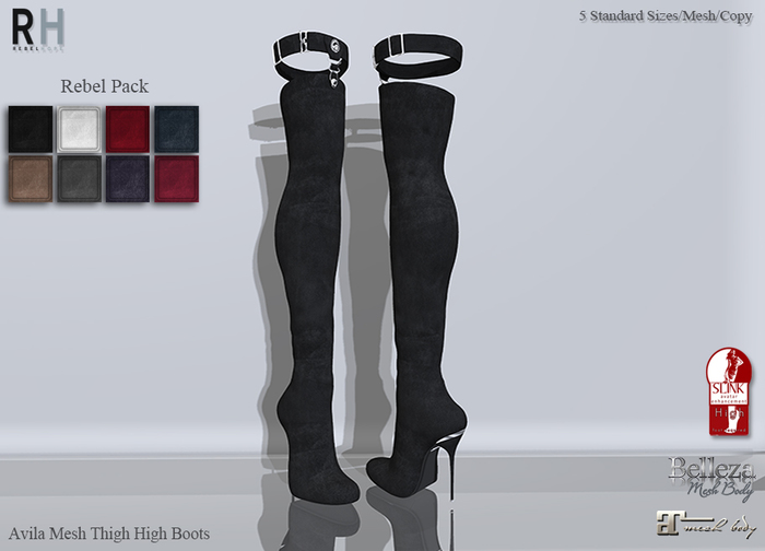 Second Life Marketplace - !RH / Avila - Mesh - Boots - (Rebel Pack)