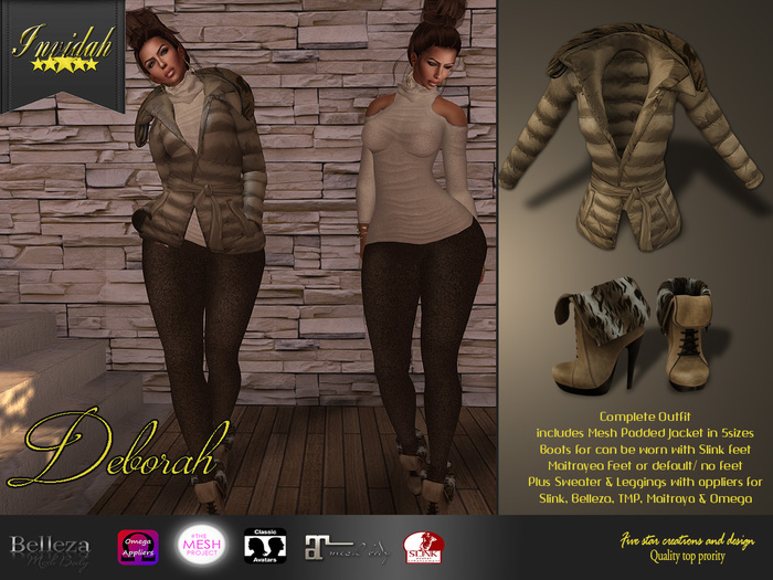 Second Life Marketplace - Invidah* Deborah Outfit TAN