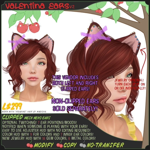 Second Life Marketplace - *NEW* MESH Neko Ears - CLIPPED