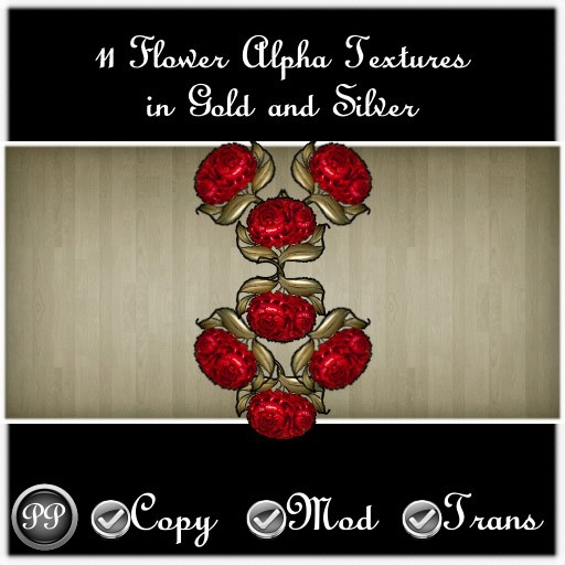 Second Life Marketplace - 11 Flowers in Gold and Silver (Alpha Textures)