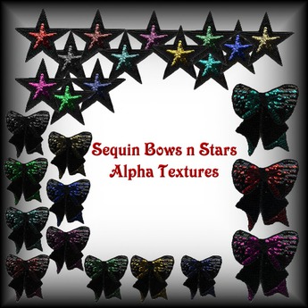 Second Life Marketplace - 26 Sequin Bows and Stars (Alpha Textures)