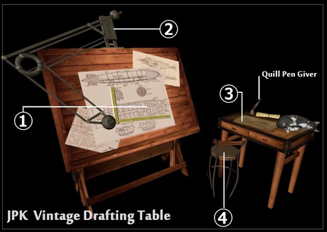 Second Life Marketplace - **JPK Vintage Drafting Table BOX